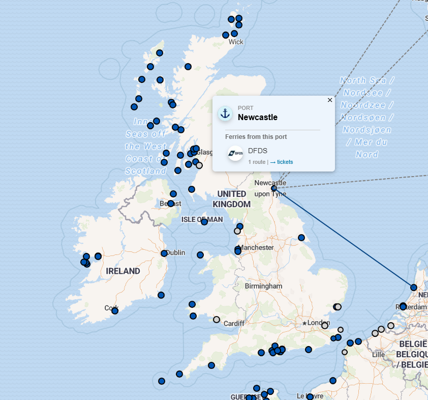 United Kingdom Ferry Route Map