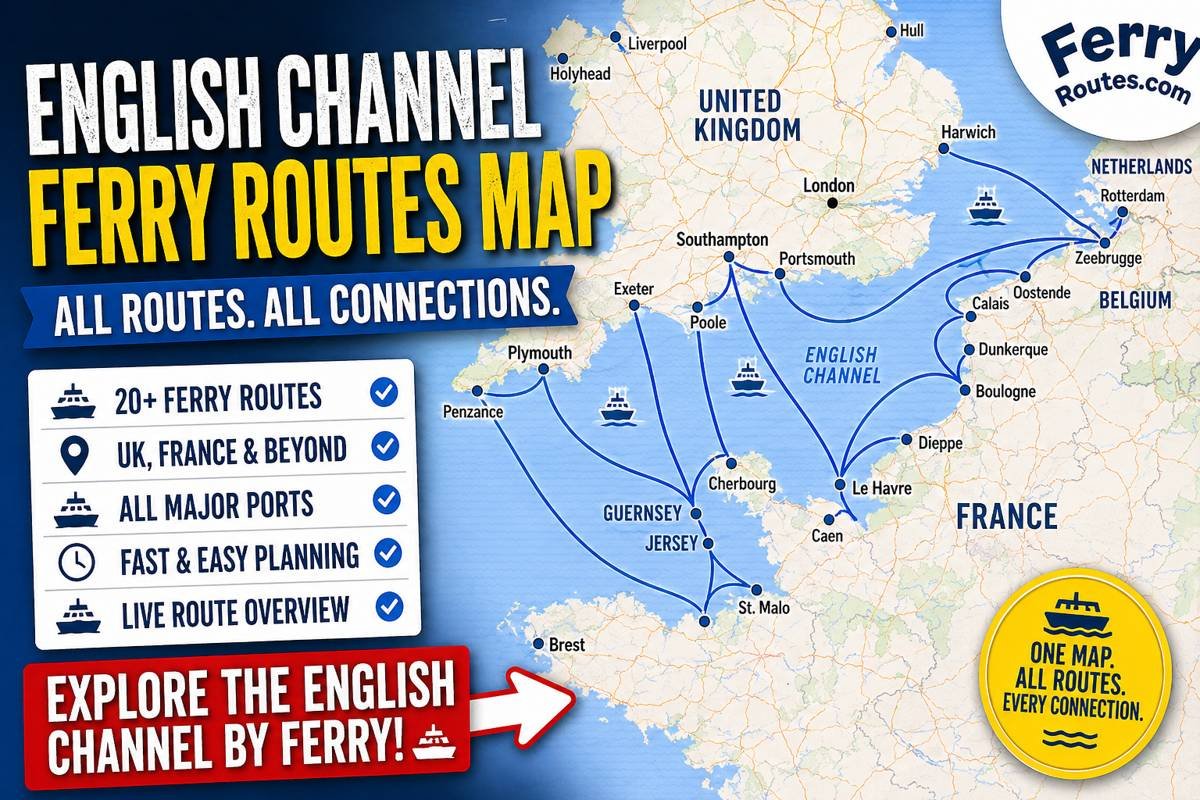 English Channel Ferry Routes Map - Crossings UK to France