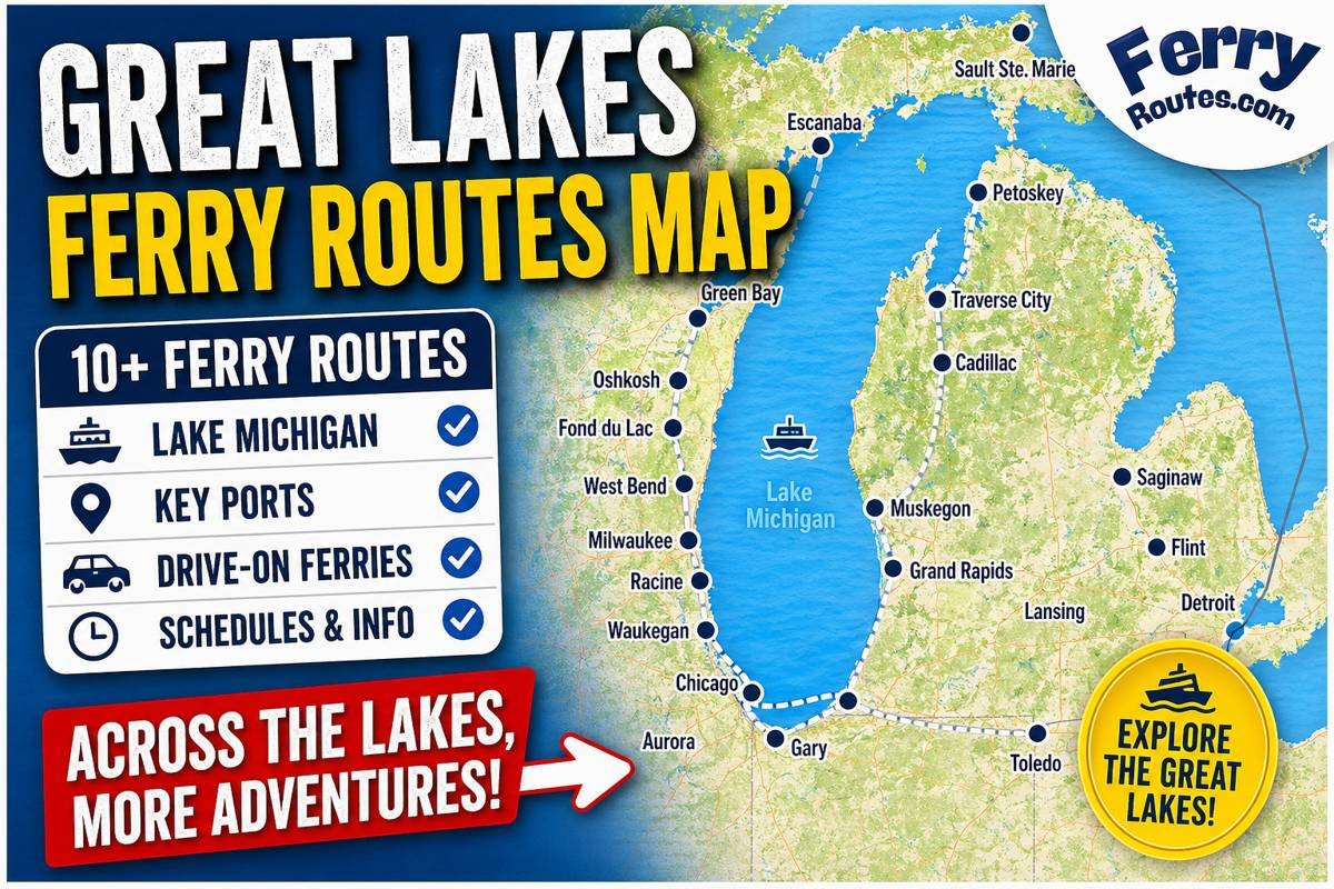Lake Michigan Ferry Routes Map & Car Crossings