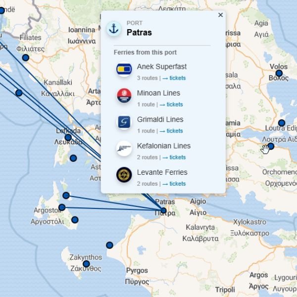 Patras Ferry Route Map